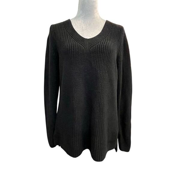 L.L. Bean | Sweaters | Ll Bean Womens Vneck Pullover Knit Sweater Black ...